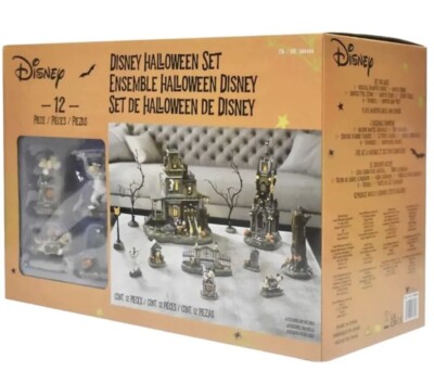 Disney Halloween Set Village Haunted House 12 Piece Ensemble Mickey ...