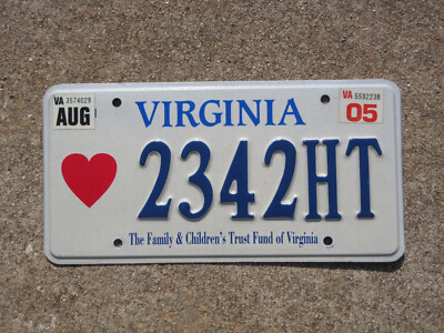 2005 Virginia The Family & Children's Trust Fund License Plate 2342HT ...