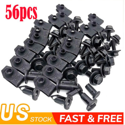56pc Car Engine Splash Shield Bumper Hardware Kit Body Bolt Screw Nut ...