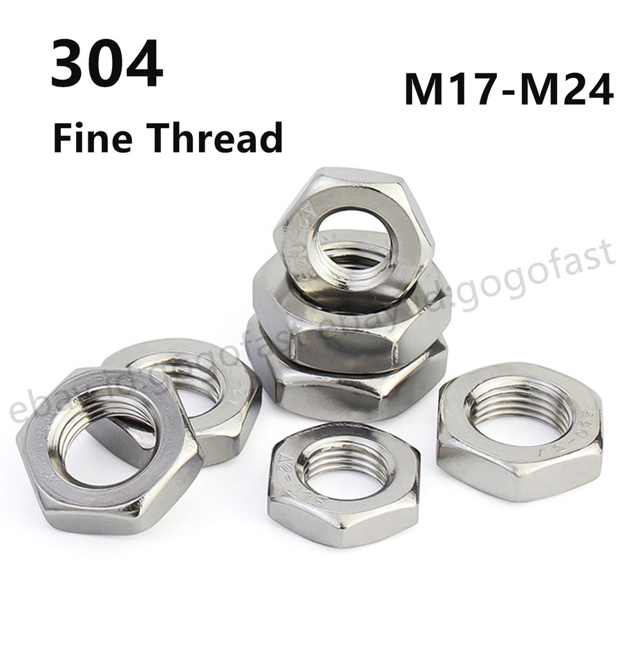 304 Stainless Steel Select Size M17 - M24 Thin Hex Nuts Right Hand ...