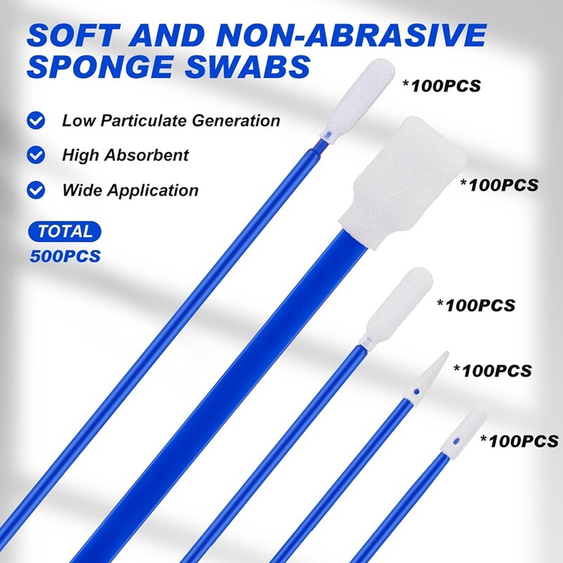 500 Pack Foam Tip Cleaning Swab Kit Cleanroom Sponge Stick 5 Types ...