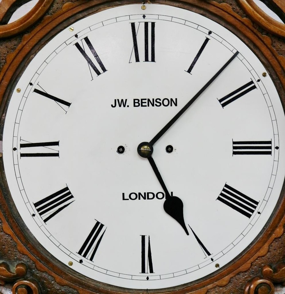 Rare Huge Monumental Antique J W Benson 8Day twin Fusee Carved Walnut ...