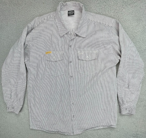 PRSN BLU Shirt Mens Large Grey Striped Long Sleeve Button Up Inmates ...