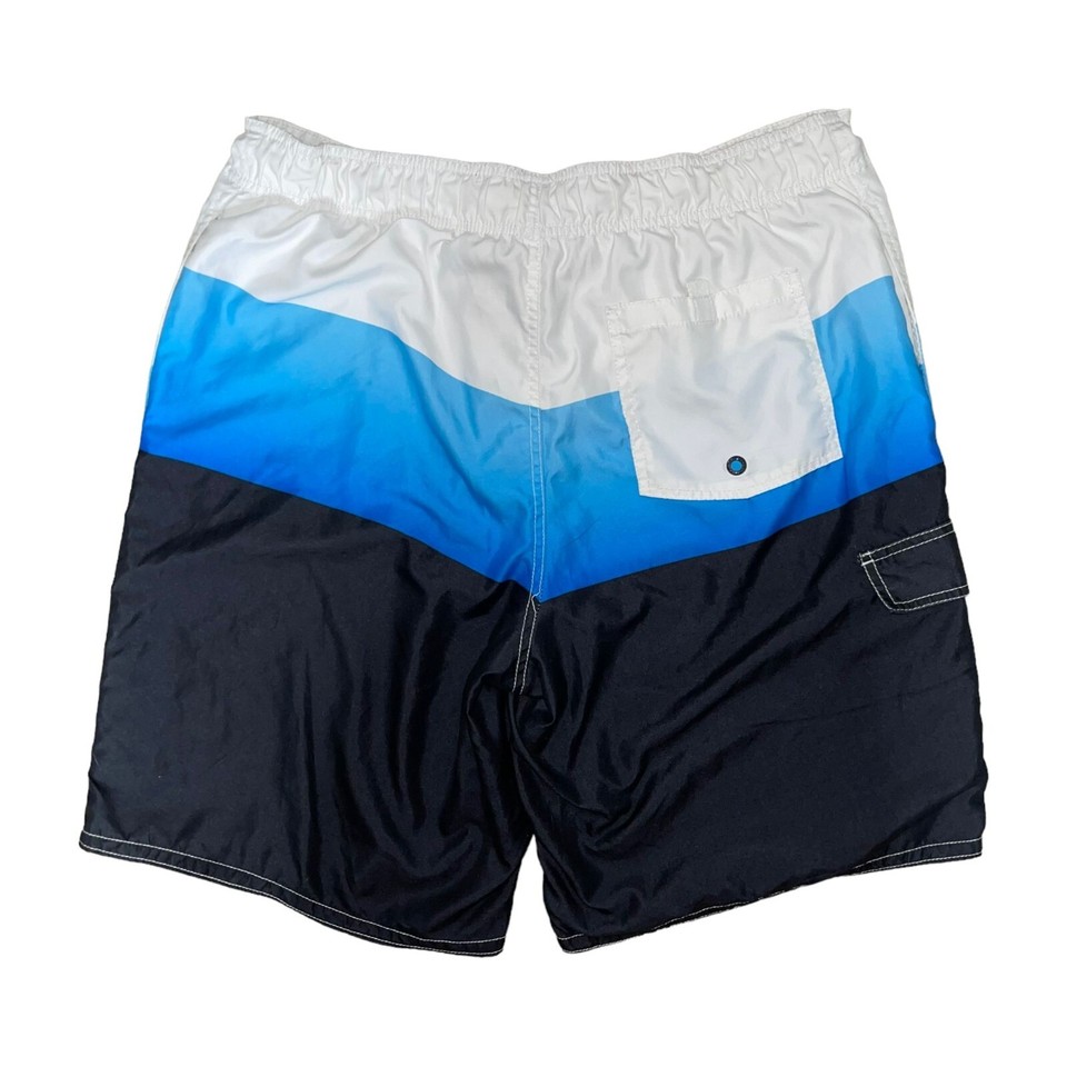 Ocean Pacific OP Swim Trunks Mens L 36 38 Blue Striped Mesh Pocket Logo ...