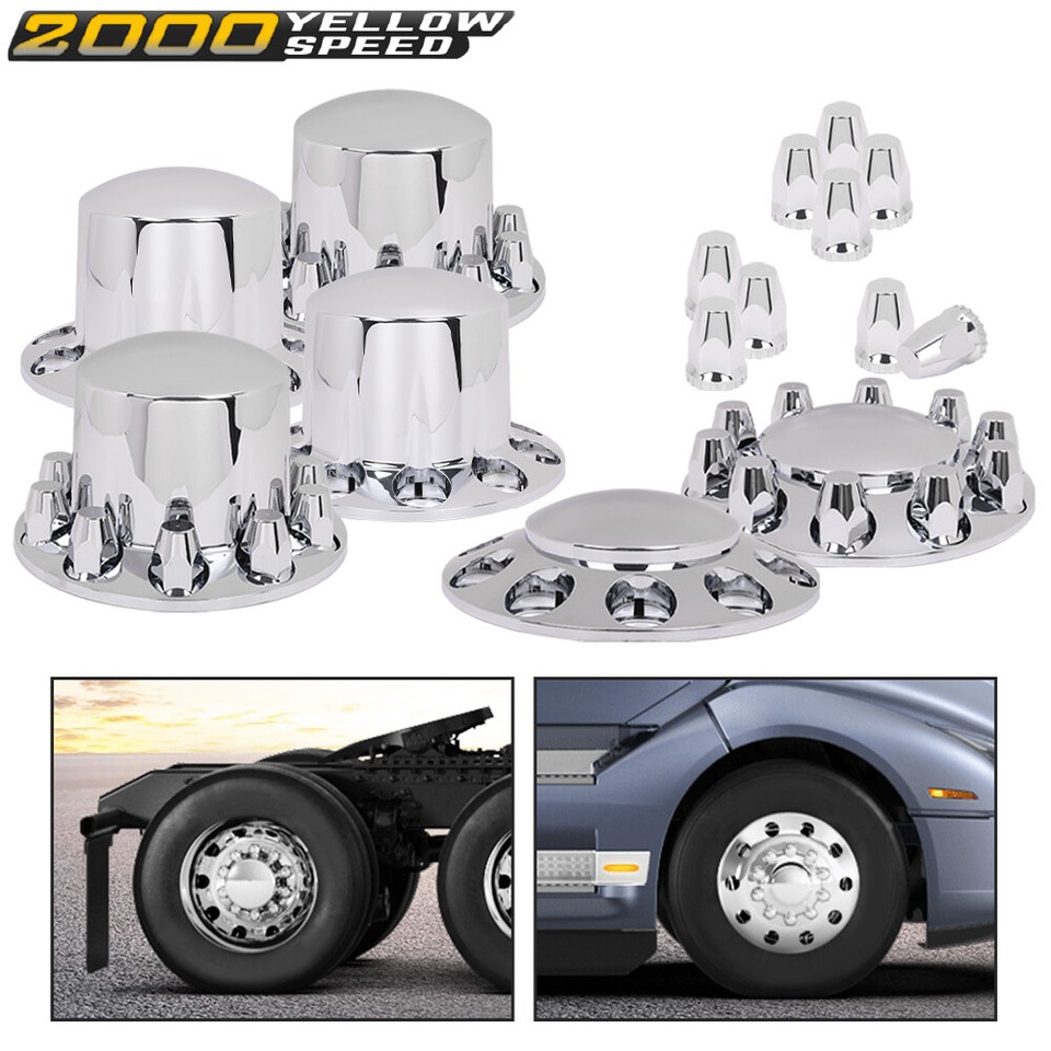 Hub Cover Semi Truck Wheel Axle Cover Kit 33mm Lug Front & Rear ...