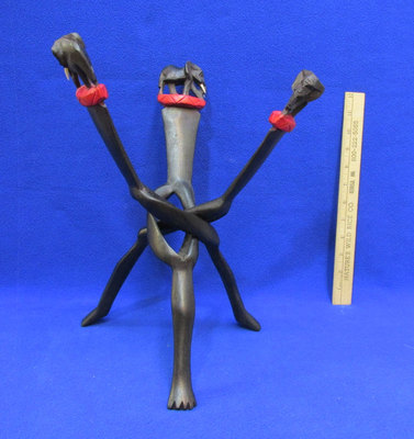 Vintage Hand Carved Elephant Folding Wooden Stand Interlocking Legs ...