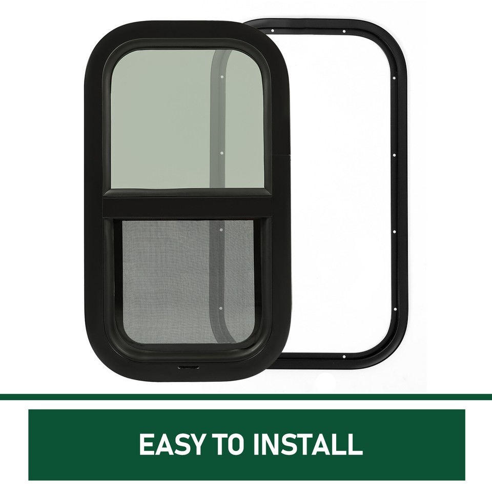 12" x 22" Vertical Slide RV Window w/Trim Ring & Mounting Kit For Cargo ...