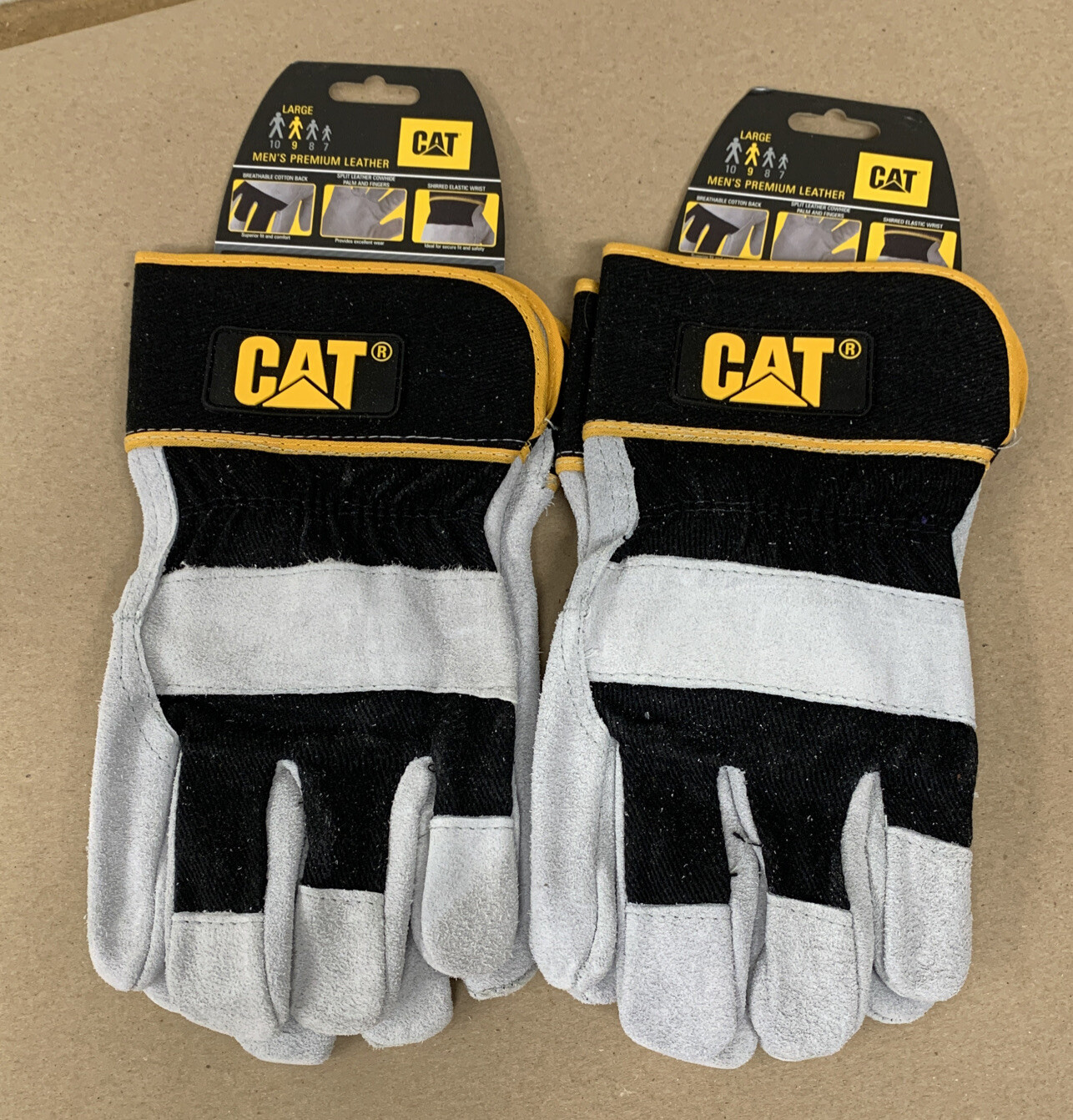 Caterpillar Cat013201l Premium Grey Black Cowhide Split Leather Palm ...