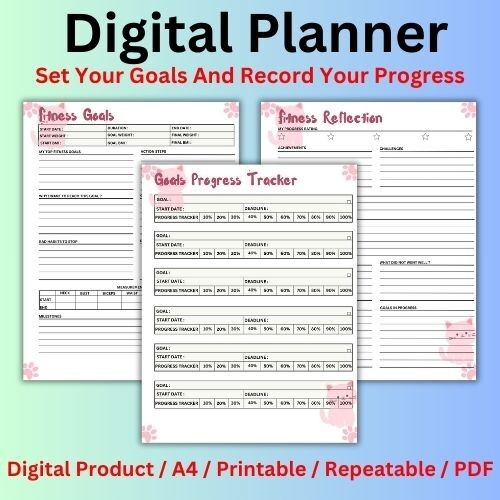 Digital Planner | Set Your Goals And Record Your Progress Fitness ...
