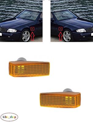 FOR MB SL-CLASS R129 1989-2001 SIDE INDICATOR REPEATER PAIR L+R AMBER ...