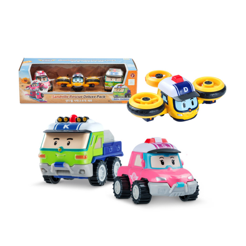 Robocar Poli Die cast Sandville Rescue Deluxe Pack - DRONEY KEATON ...