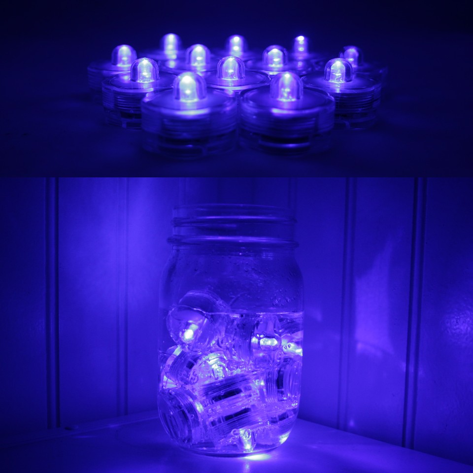 PURPLE ~ 12 LED Submersible Waterproof Wedding Floral Decoration Tea ...