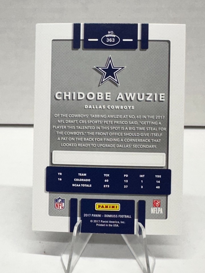 2017 Panini Donruss Press Proof Blue #363 Chidobe Awuzie RC Dallas ...