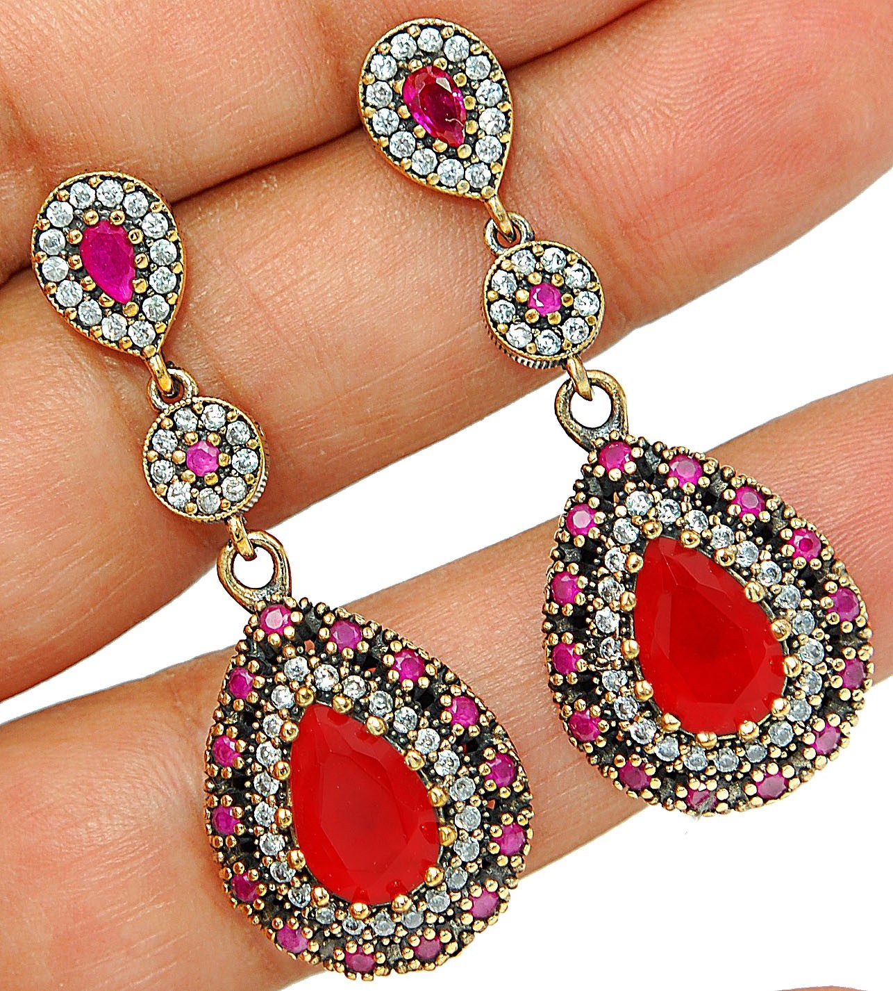 Ottoman Empire Style 12CT Treated Ruby 925 Solid Sterling Silver ...
