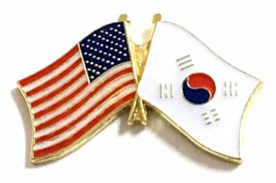 4 USA - SOUTH KOREA FRIENDSHIP CROSSED FLAGS LAPEL PINS - NEW - COUNTRY ...