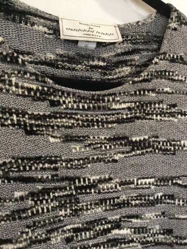 FRENCH RAGS Vintage Hand Loomed Gray Knit Boucle Sweater Top USA Art to ...