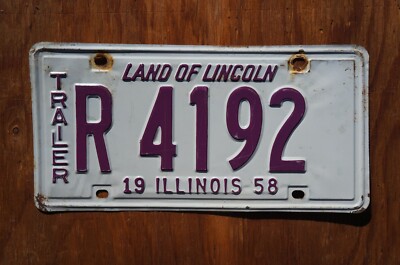 1958 Illinois TRAILER License Plate | eBay