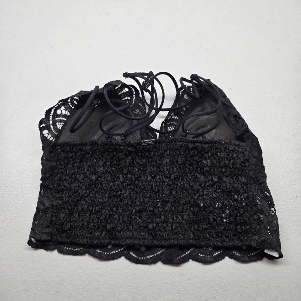 PINK Victoria's Secret Women Bra XS Black Bralette Wireless Crochet ...