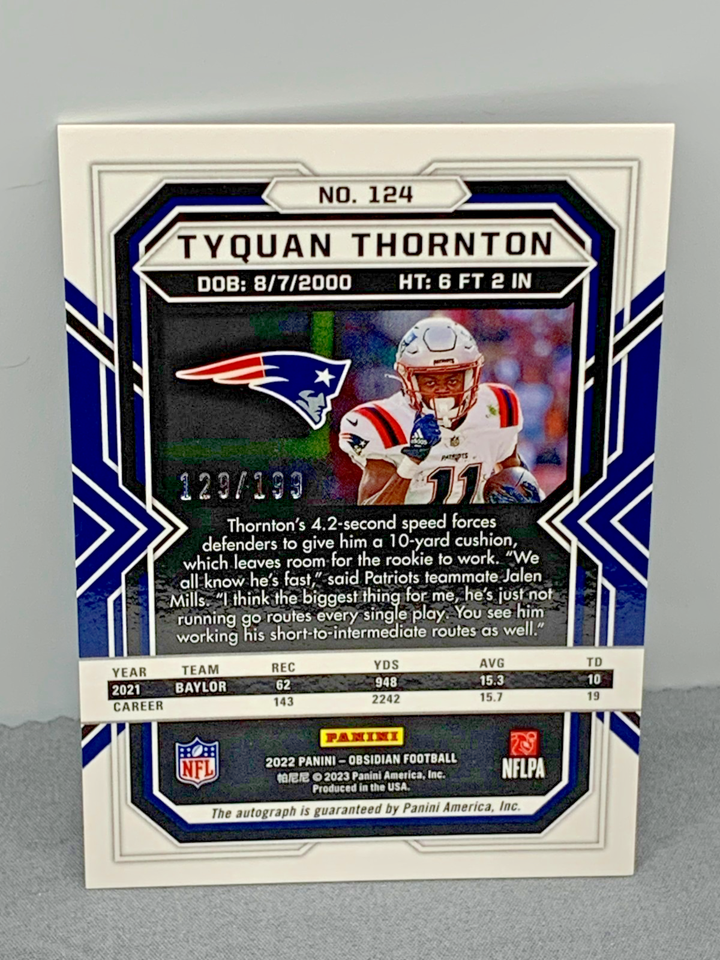 💥2022 PANINI OBSIDIAN TYQUAN THORNTON #124 RC ROOKIE AUTOGRAPH 129/199 ...