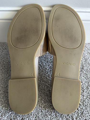 VIONIC Demi Slide Sandals Gold Open Toe Orthotic Slip On WOMENS 11 43 ...