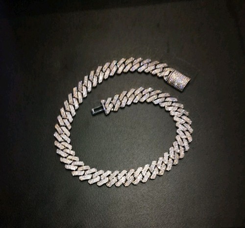 20mm 925 Silver Plated Iced Out Moissanite Cuban Link Chain 30CT 22inch ...