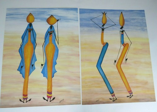 art poster print lithograph Gakonga woman vase head Wateka Maji Acoki ...