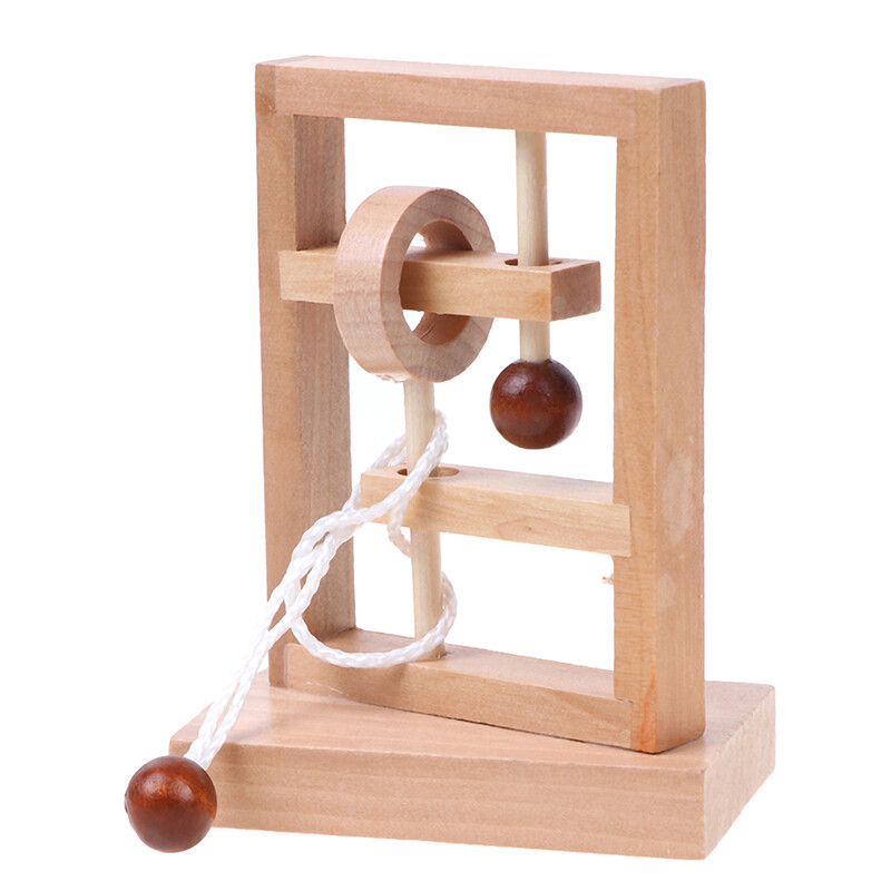 3D Wooden Rope Loop Puzzle IQ Mind String Brain teaser Game for Adu SY ...