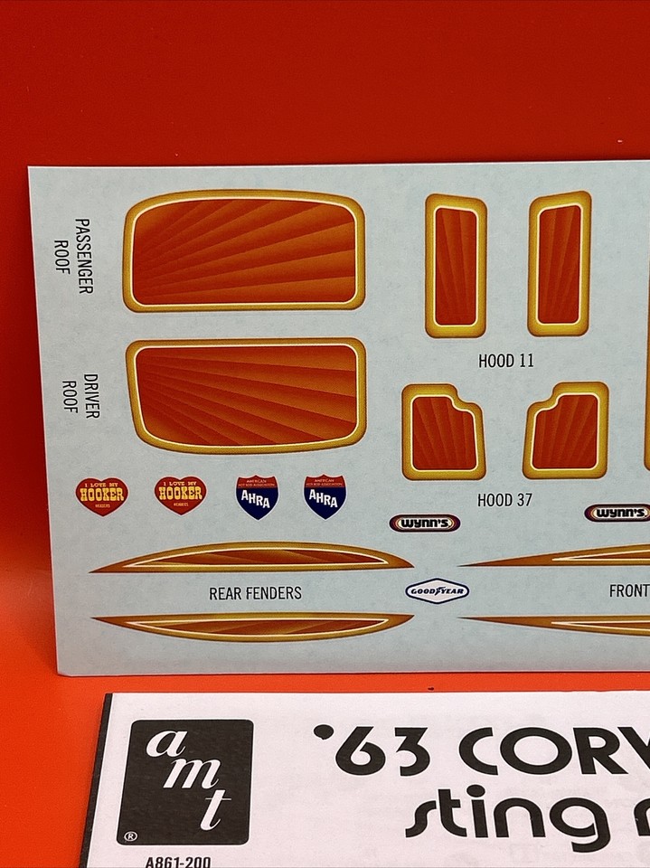 1963 Corvette Stingray AMT Instructions And Decals Model Parts 1:25 New ...
