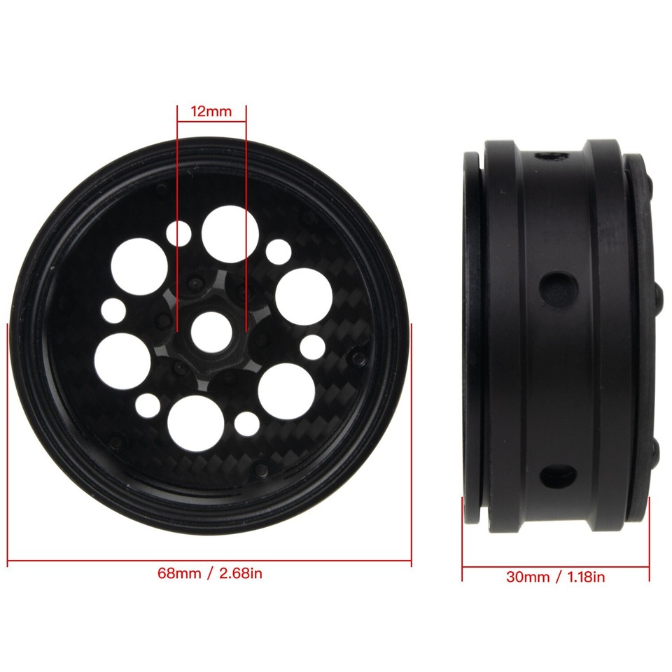 2.2" Carbon Fiber Beadlock Wheel Rims for 1/10 RC Crawler Car Axial ...