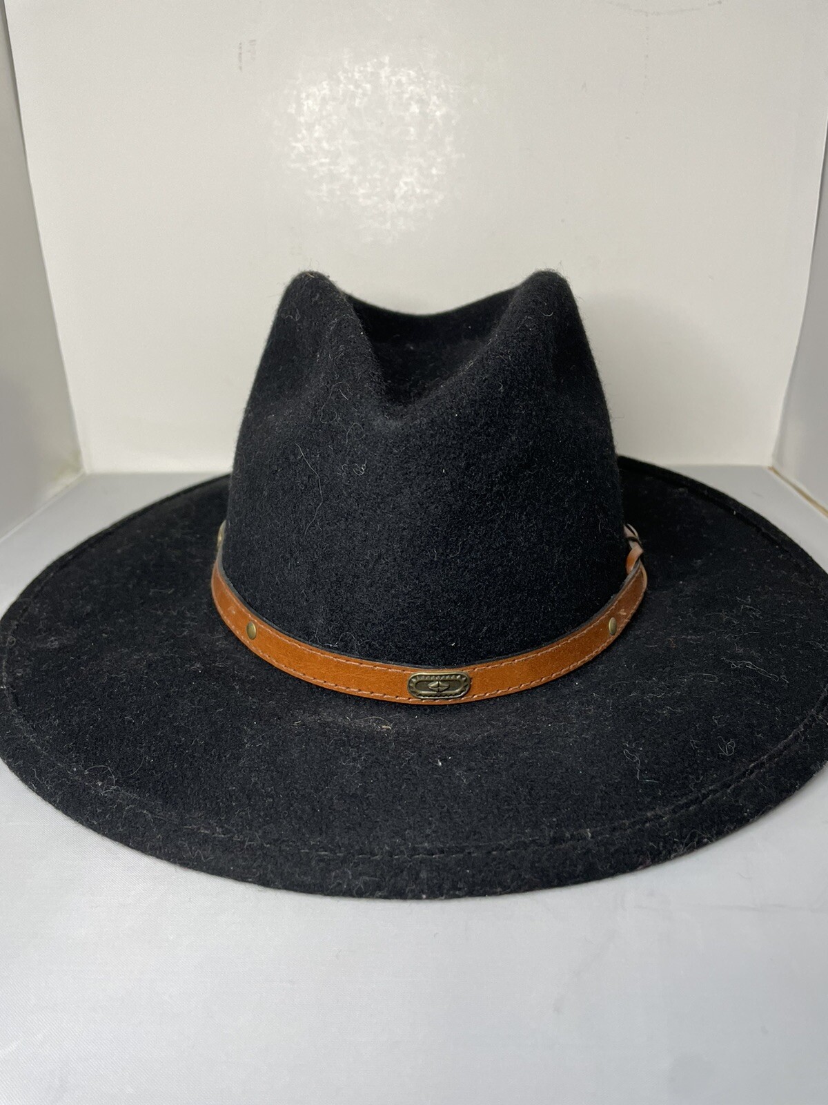 western-express-black-100-percent-wool-felt-hat-leather-band-size-6-7-8