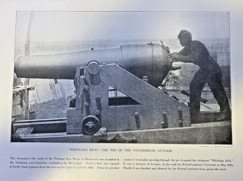 1912 Vintage Illustration Whistling Dick Confederate Gun At Vicksburg ...