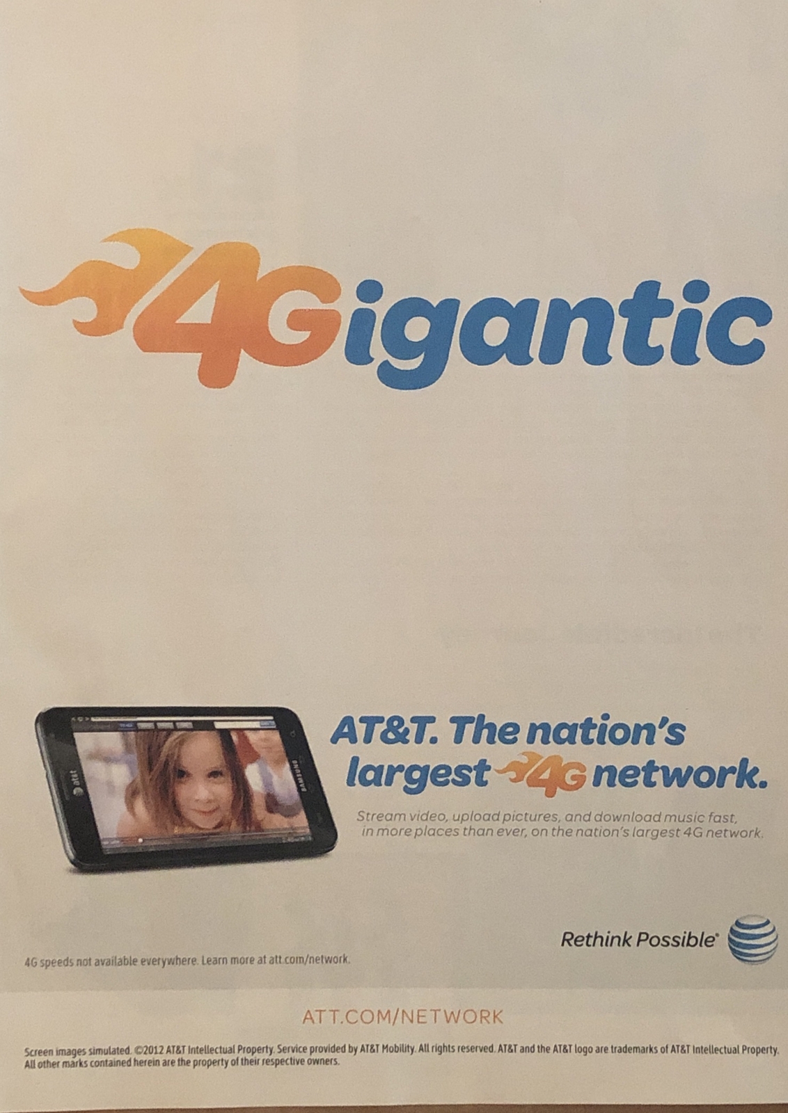2012 AT&T 4G Cell Phone Network PRINT AD Nation’s Largest 4G Network ...