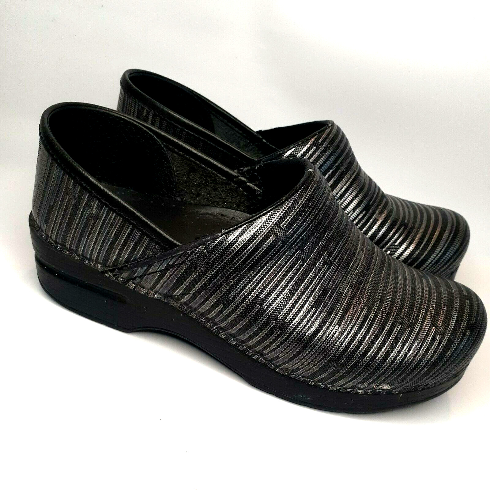 Dansko Black Metallic Raised Stripes Leather Stapled … - Gem