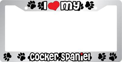 Chrome License Plate Frame I Heart My Cocker Spaniel Auto Accessory ...