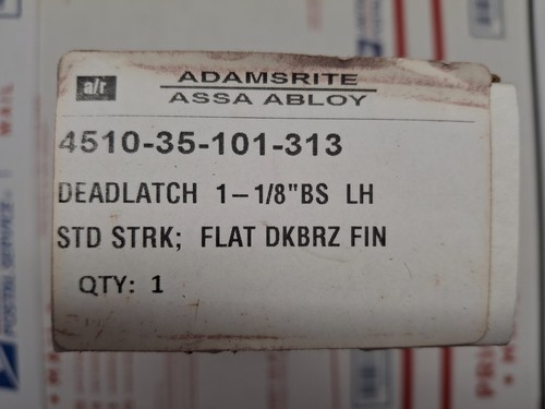 Adams Rite 4510-35-101-313 Assa Abloy Deadlatch, 1-1/8"" BS LH Flat ...