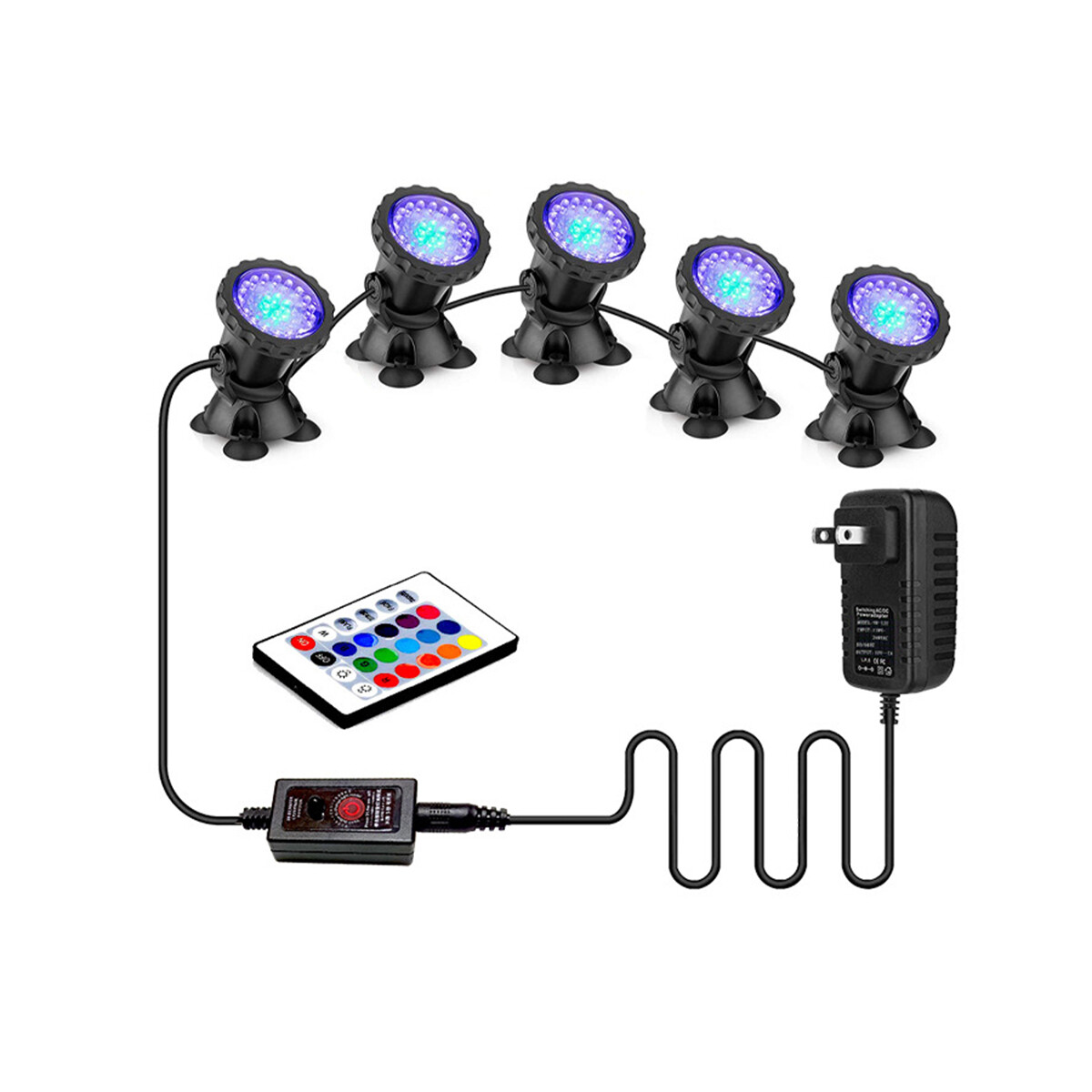 6 Lights LED Underwater Pond Spot Light Waterproof Garden Dimmable ...