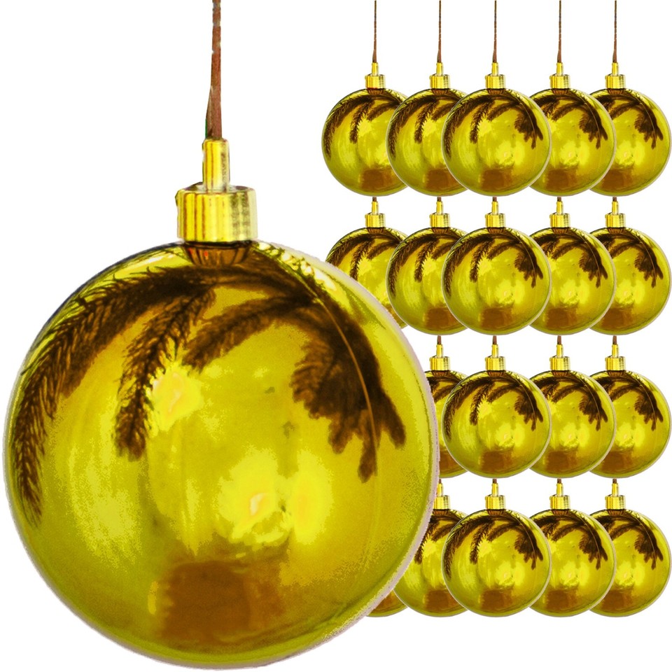 60MM Shiny Gold Plastic Ball Ornaments Christmas Tree Decorations Bulk ...
