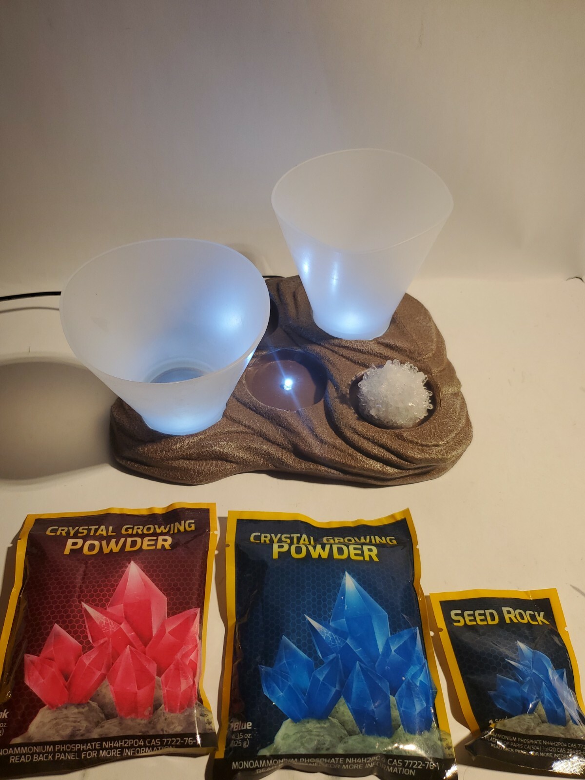 2 Crystal Growing Powders & 1 Seed Rock (Colors Are Pink & Blue) + Grow ...