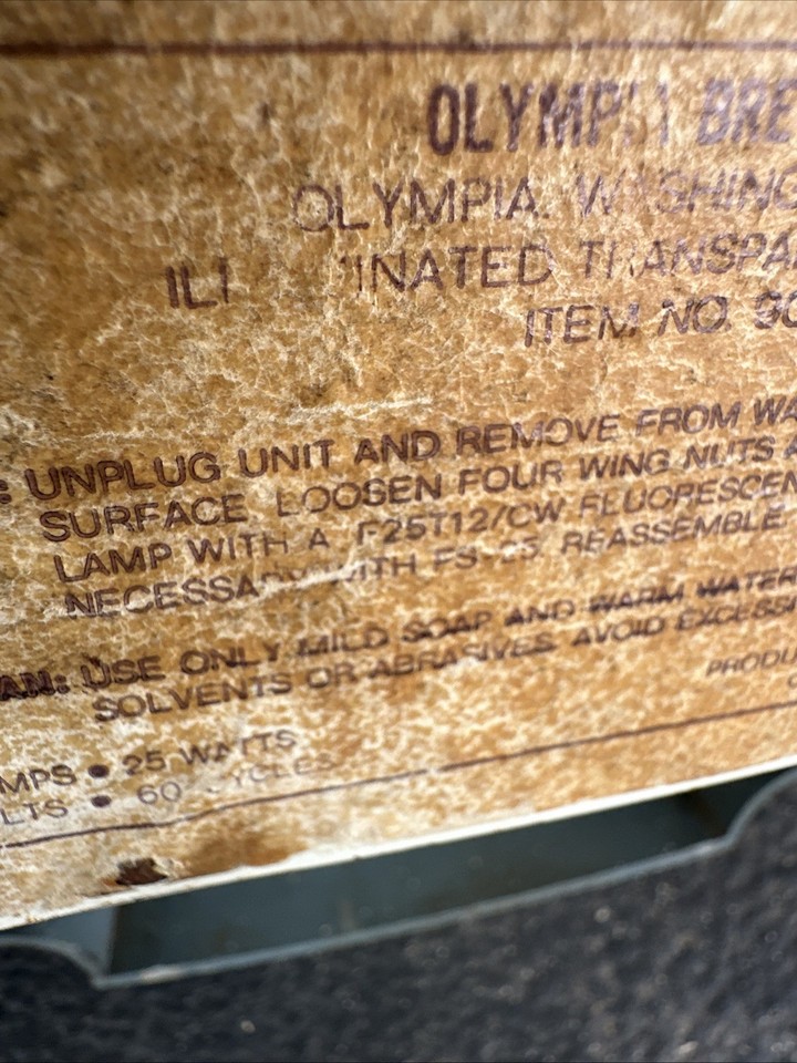 Vintage 1970s OLYMPIA ice cold beer Oly lighted sign Not Tested | eBay