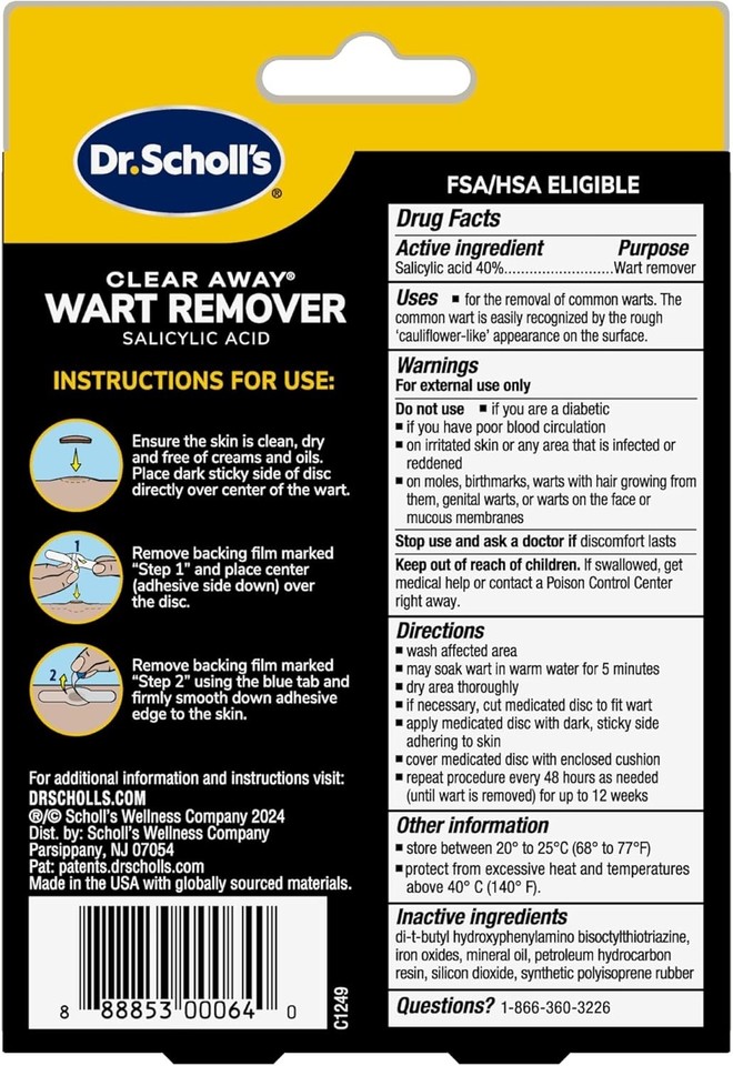 Dr. Scholl’s Clear Away Wart Remover Hydrogel Bandages for Fingers and ...