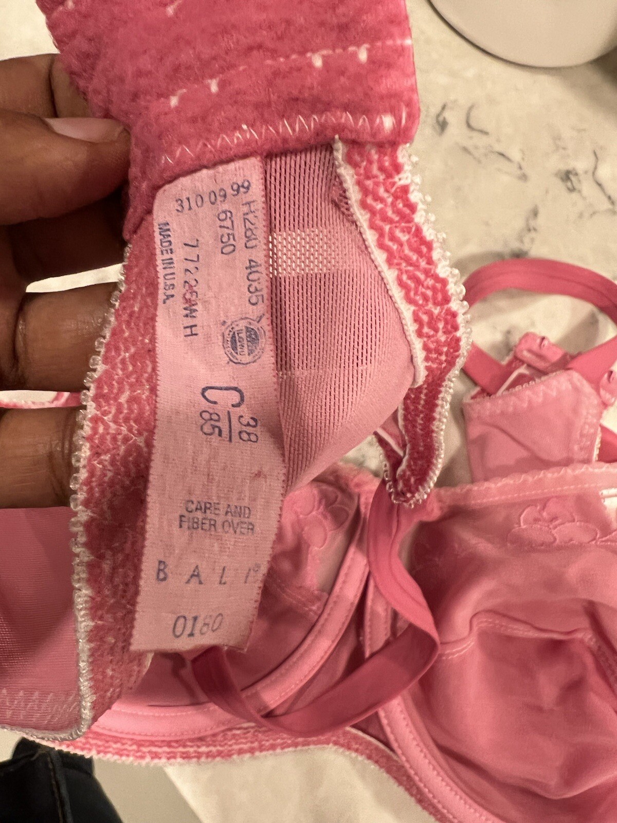 Bali Bra 38 C Lace Underwire Pink - Gem