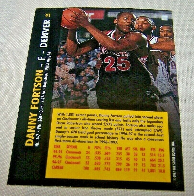 1997 Score Board Rookies Dean's List #67 Danny Fortson | eBay