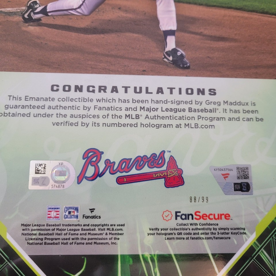 2025 Fanatics Under Wraps EMANATE Greg Maddux Certified Auto # /99 ...
