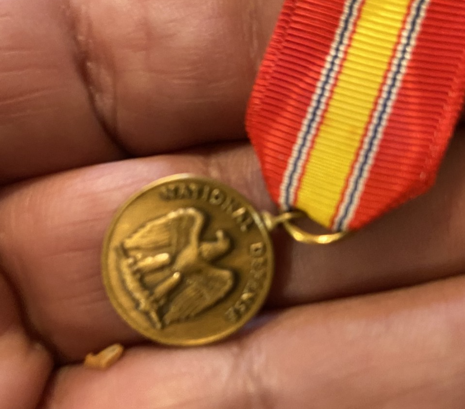 VINTAGE MEDAL W/RIBBON NATIONAL DEFENSE EAGLE ON PKG. CARD D | eBay
