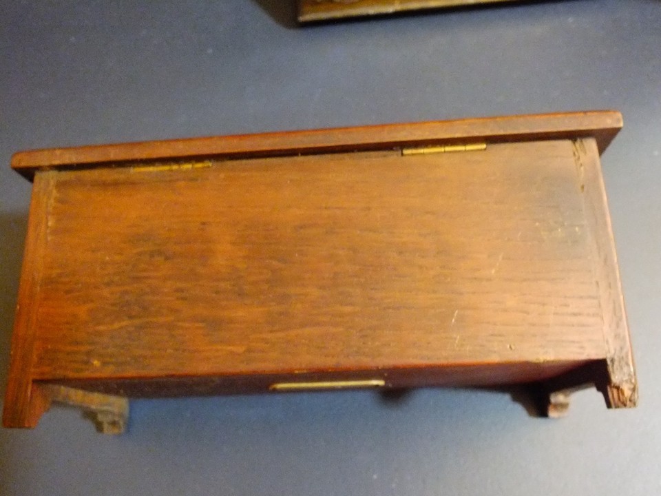 Vintage Wooden Small Chest Box With Hinged Lid 2 Compartments Made In ...