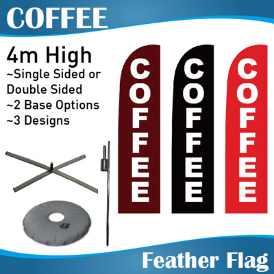 4m Outdoor COFFEE Flag Feather Banner Feather Flags with Base | eBay ...