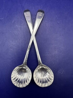 2 ENGLISH GEORGIAN STERLING SILVER SALT/CONDIMENT SPOONS, Pos Geo Smith ...
