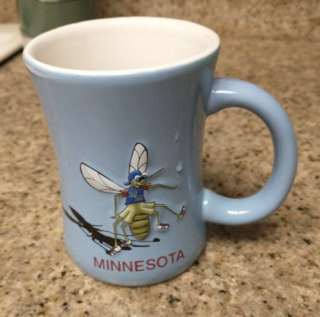 Vintage Minnesota Coffee Mug "Bite Me " Happy Mosquito Blue double ...