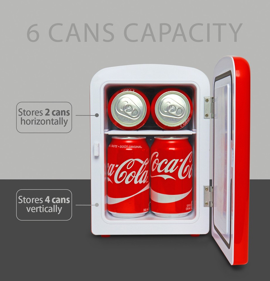 Coke Coca Cola 6 Can Personal Mini Cooler Mini Fridge 120V AC or 12V DC ...