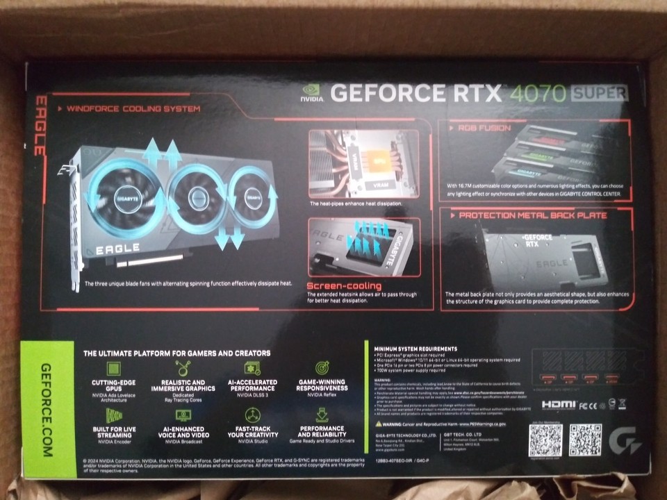 NEW IN BOX - GIGABYTE NVIDIA RTX 4070 SUPER EAGLE OC GRAPHIC CARD GPU ...